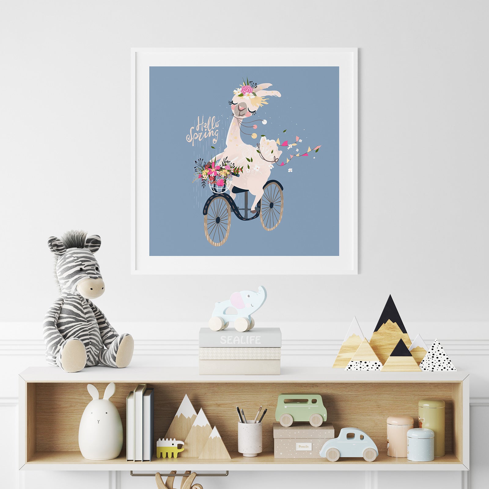 Poster / Affiche carrée Enfants - Lama Hello Spring 3617680327081 ...