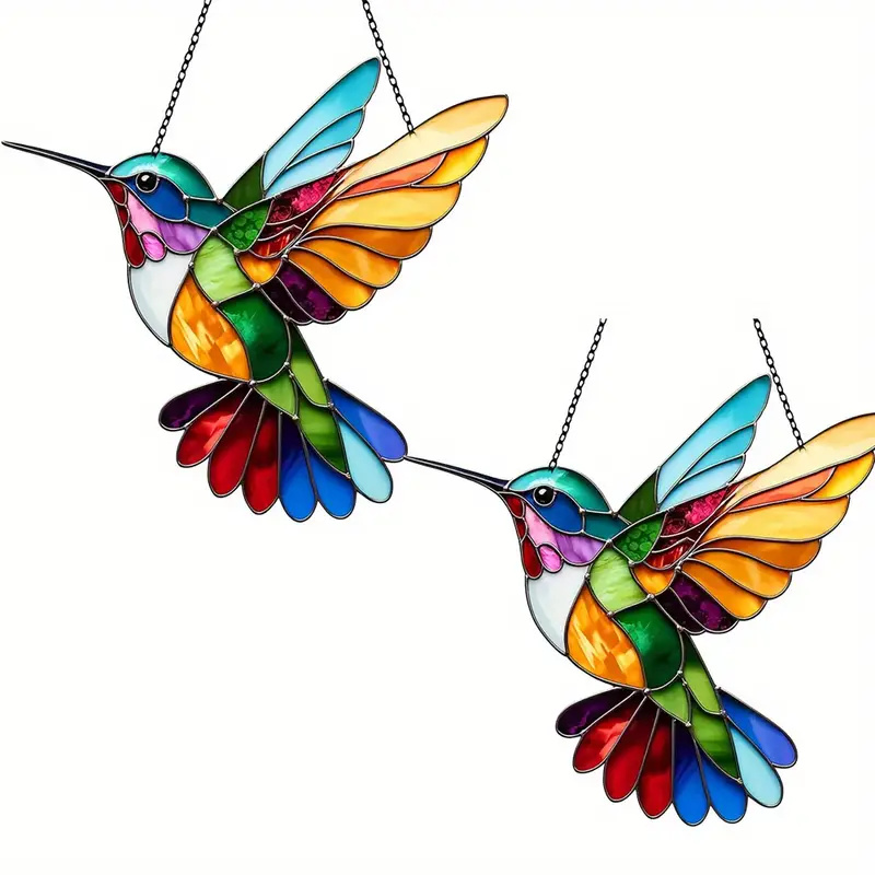 2 PCS décorations à suspendre en vitrail en forme de colibri ...