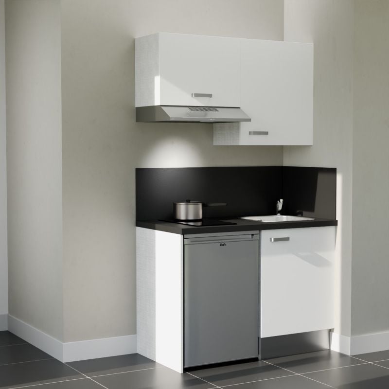 Kitchenette K01L-PT - 120 cm - plan stratifié, évier inox, - Façade ...