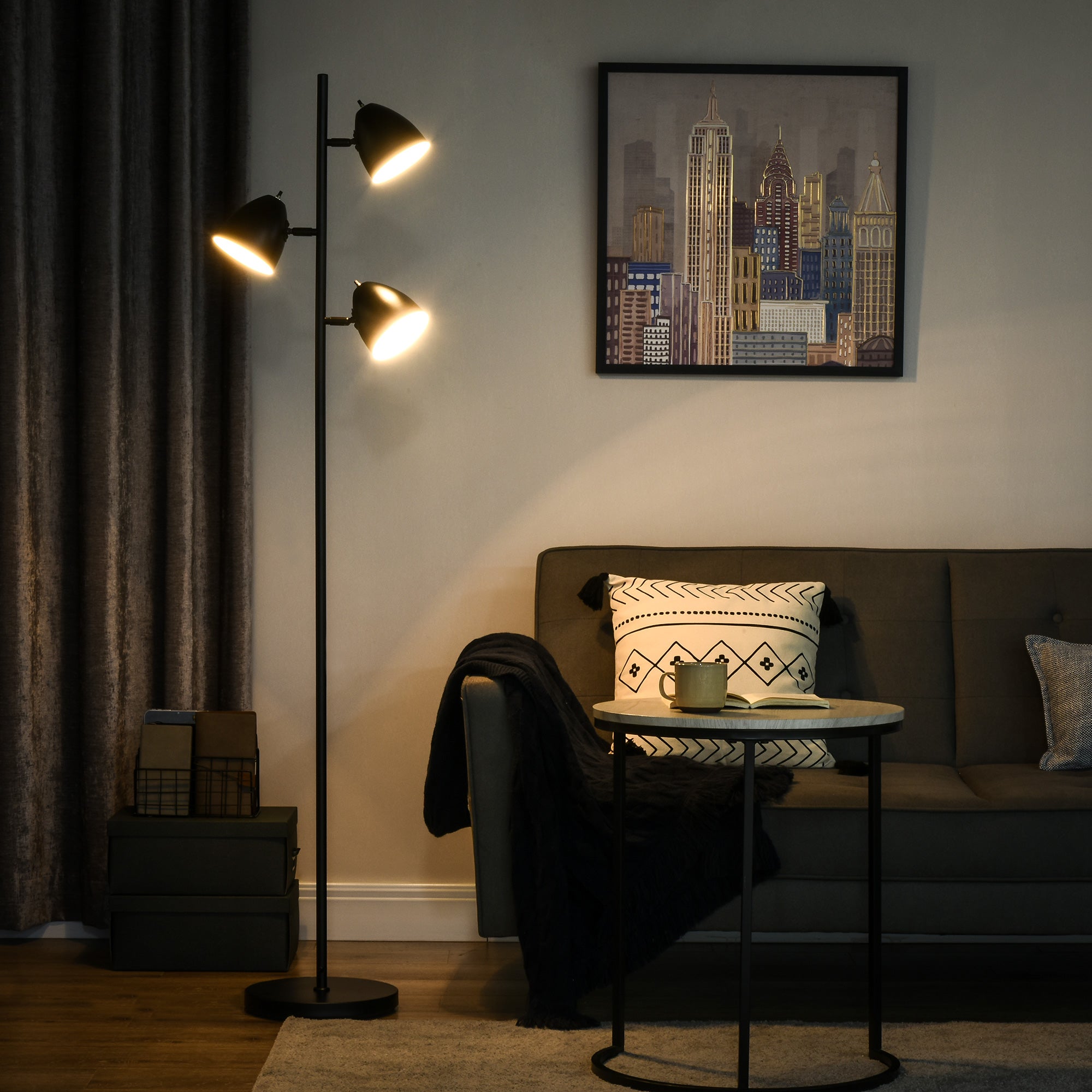 Lampadaire sur pied acier 3 lumières HOMCOM | Leroy Merlin
