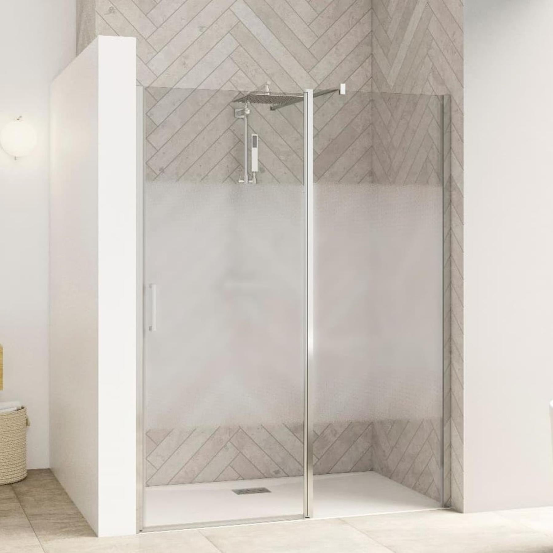 Porta girevole con soglianza 107/120 profilo bianco vetro trasparente ...