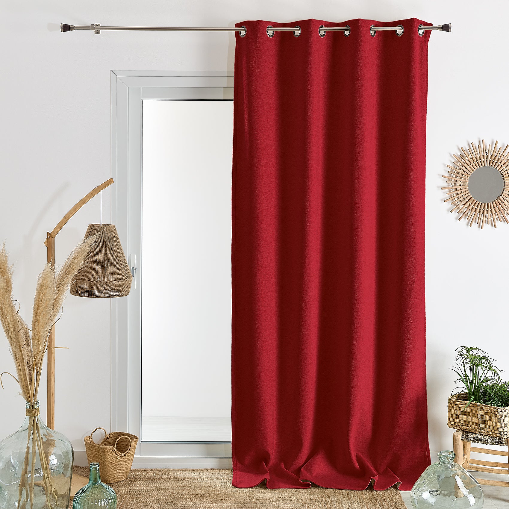 Rideau en flanelle - Rouge - 140x260 cm - Polyester | Leroy Merlin