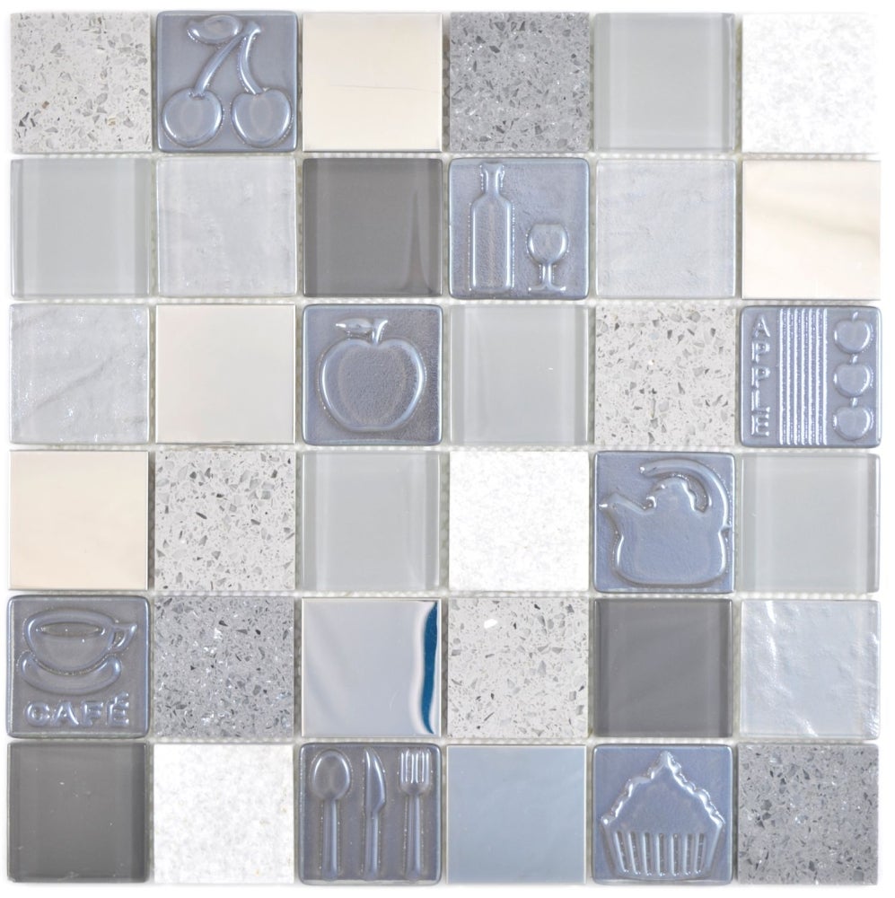 Carreaux de mosaïque en verre acier artificiel gris crème carreaux ...