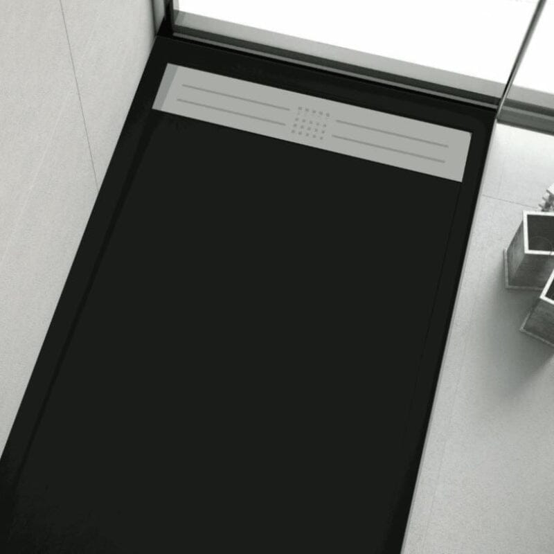 Plato de ducha resina ELITE NEGRO 80x200cm rejilla inox Rejilla acero ...