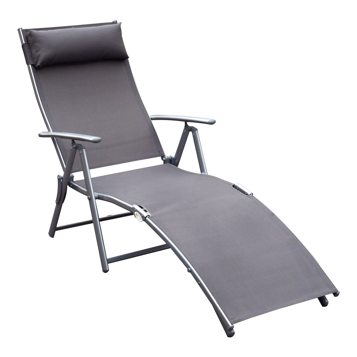 Tumbona Plegable OUTSUNNY Tubo de Metal, Textilene Gris 137x63.5x100.5 ...