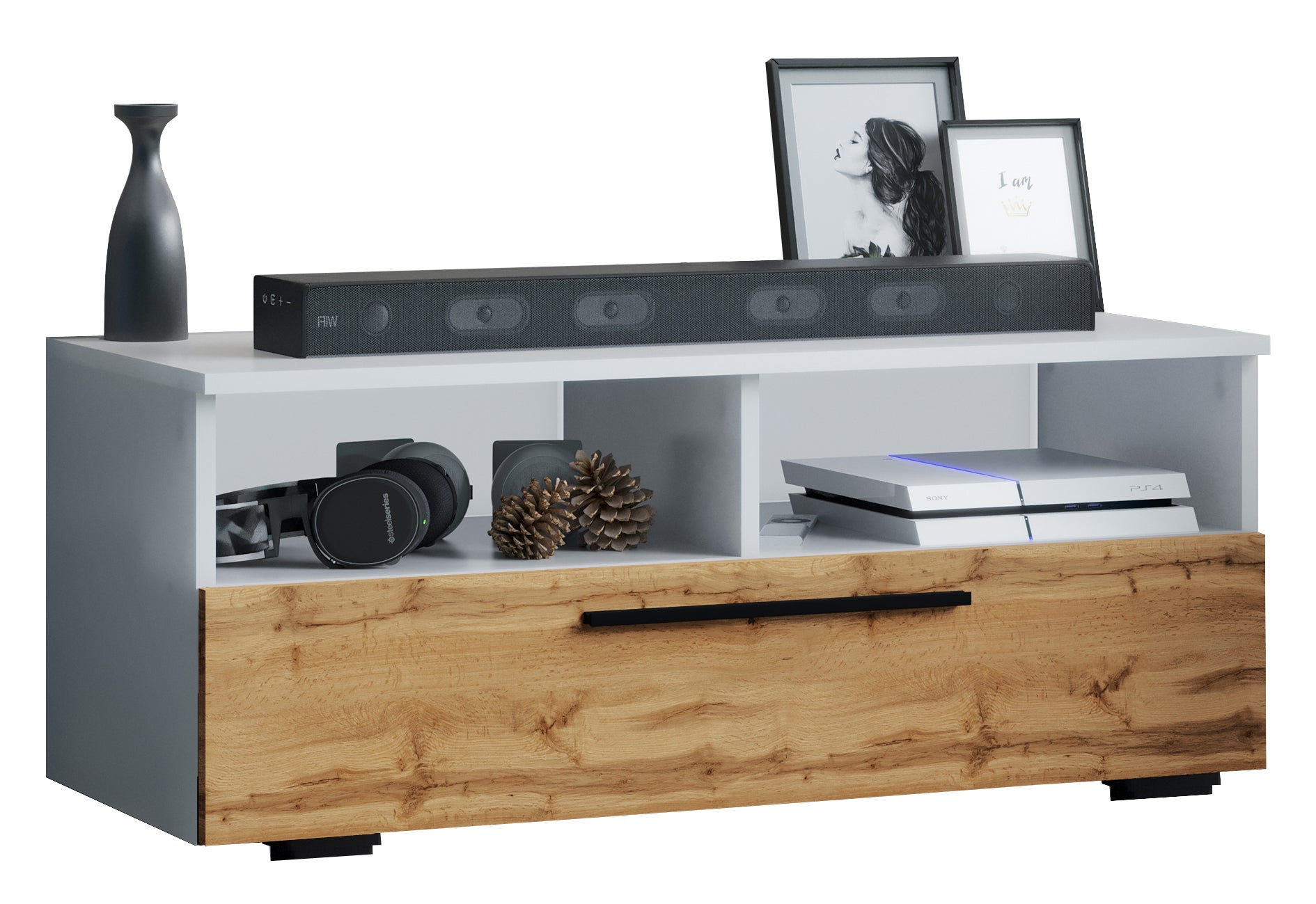 Bois Meuble TV Lowboard Télévision Arila L | Leroy Merlin