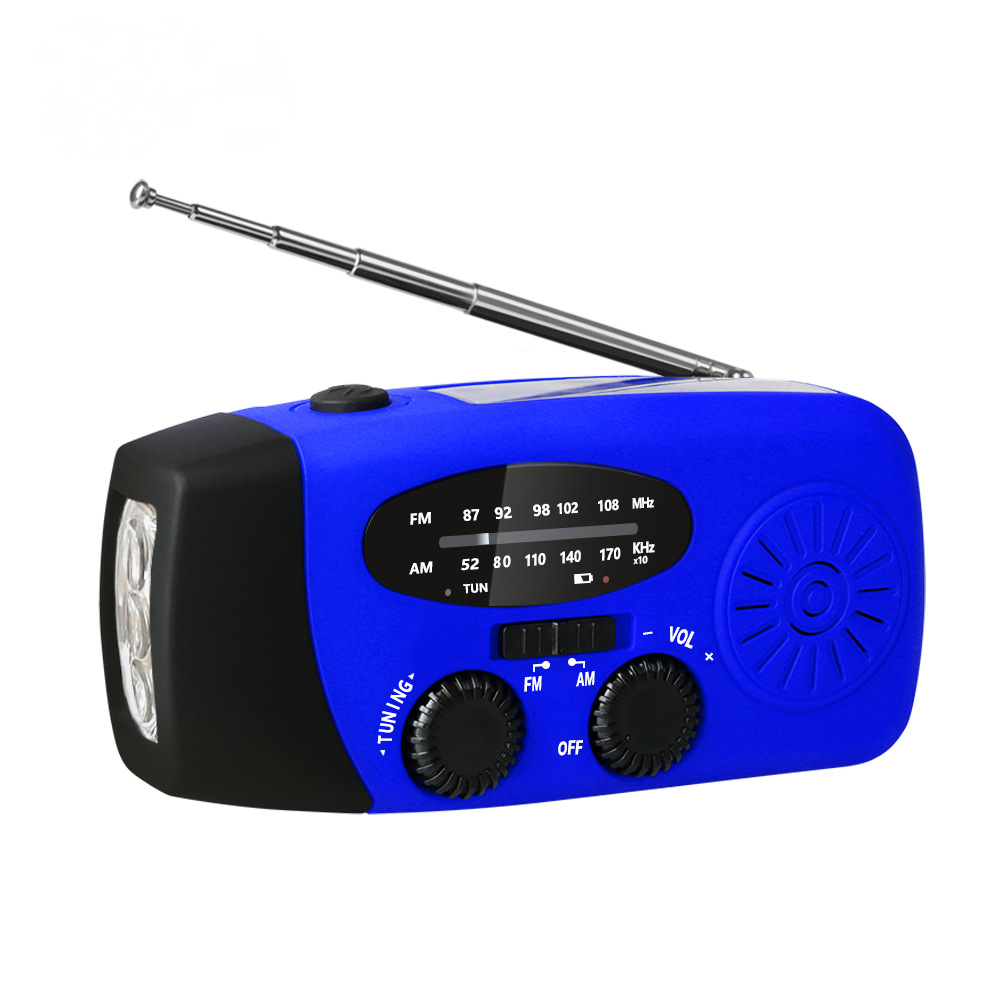 Radio de emergencia con manivela y linterna LED, radio portátil AM/FM ...
