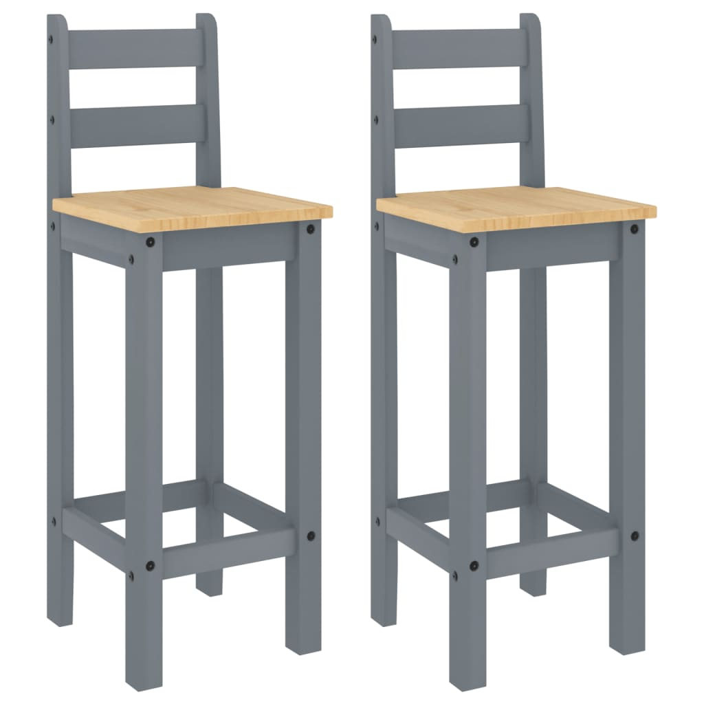 Tabourets de bar 2 pcs bois de pin massif gris | Leroy Merlin