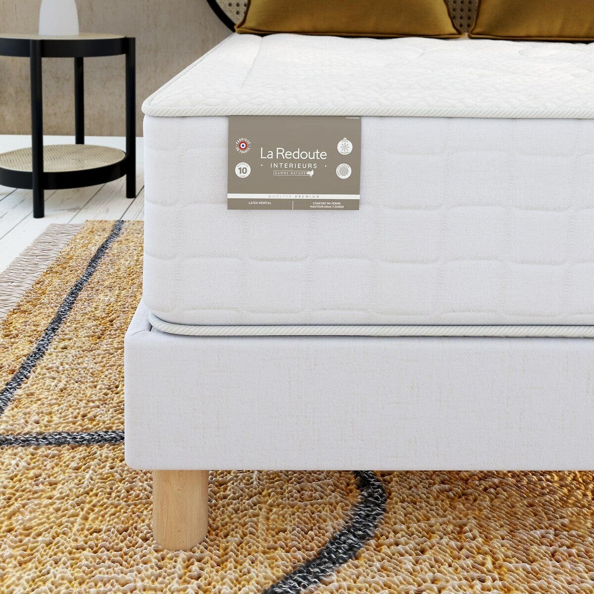 Matelas Origine 870 ressorts ensachés+latex 7zones - Ecru/lin - 140 x ...