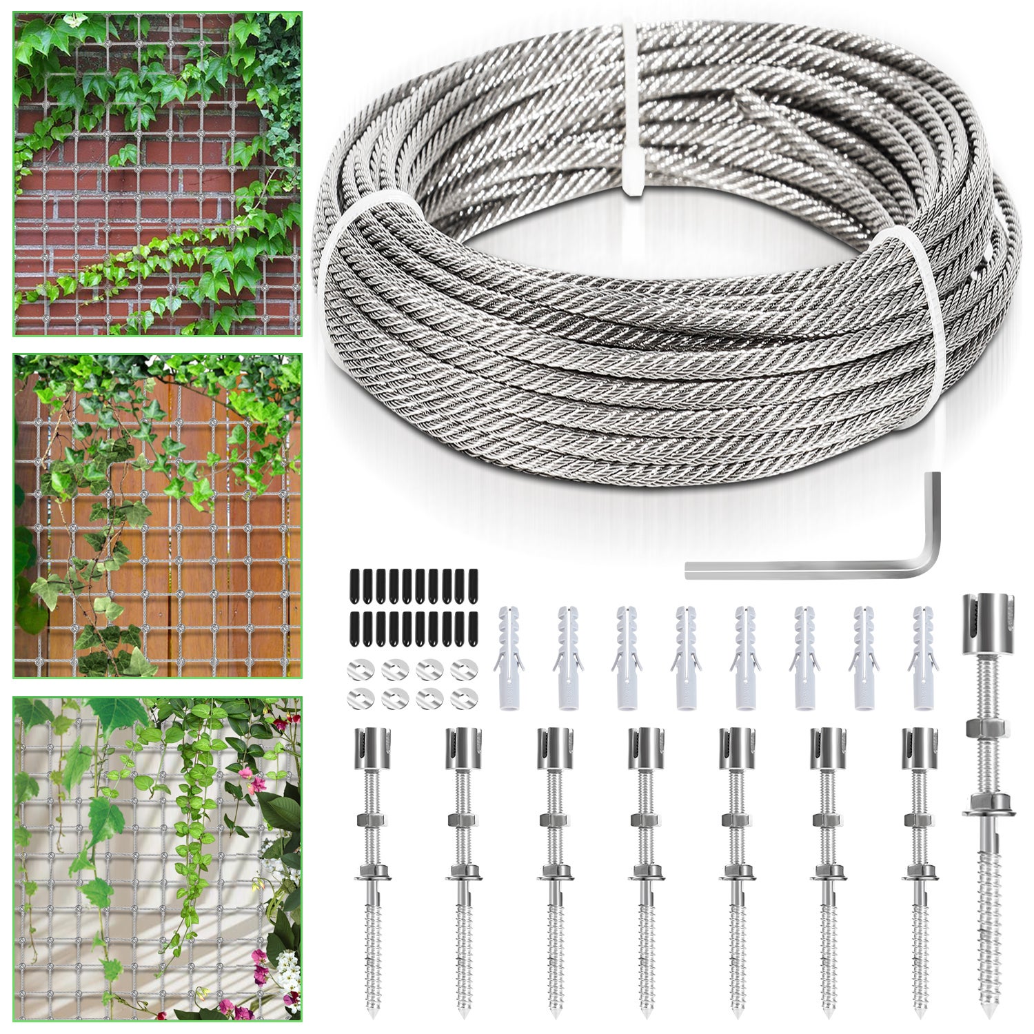 Rete metallica 12M per piante Supporto per piante rampicanti, kit ...