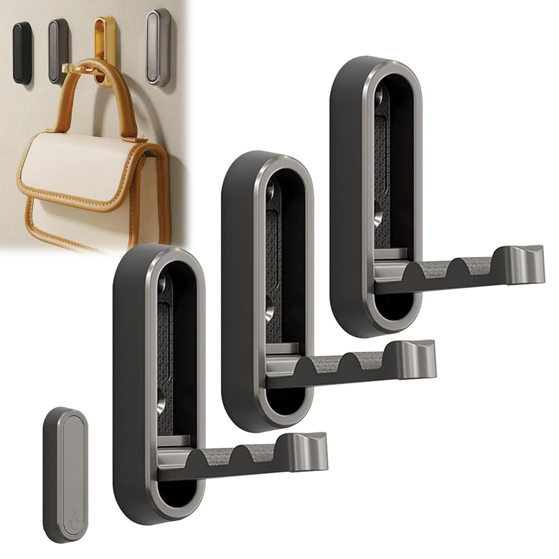 3 Pièces Patère Murale Crochets Rétractables,Aluminium Crochet Muraux ...