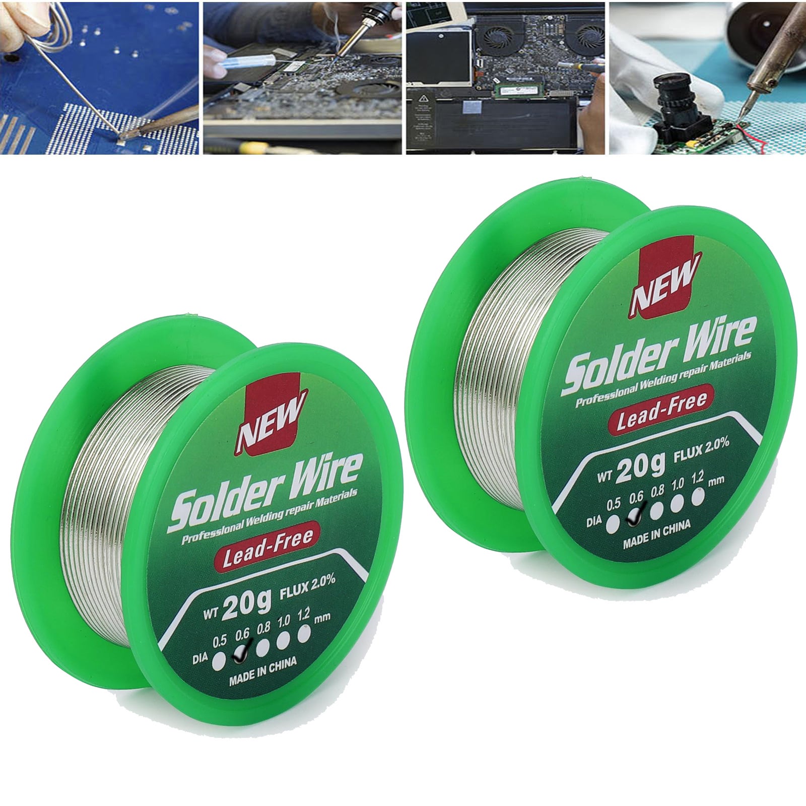 20 g-0, Fil à souder sans plomb 6 mm, âme fine avec flux de colophane ...