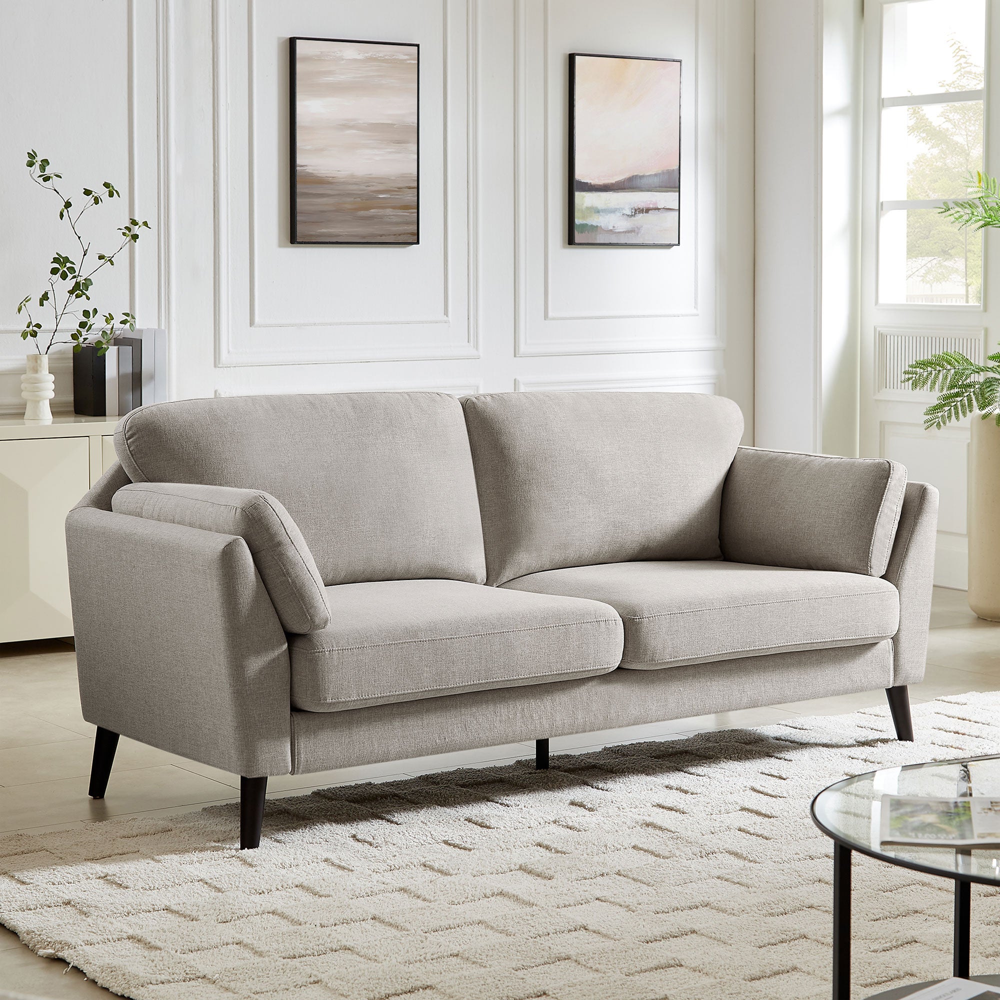 Canapé 2 places scandinave MAJA tissu beige | Leroy Merlin