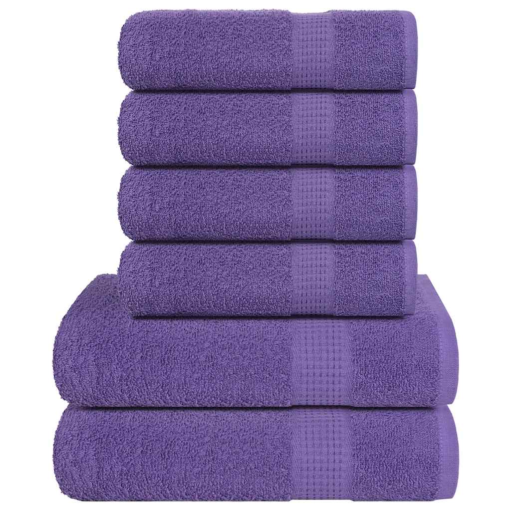 Ensemble de serviettes 6 pièces 100% coton violet 360 g/m² - COMFORTXL ...