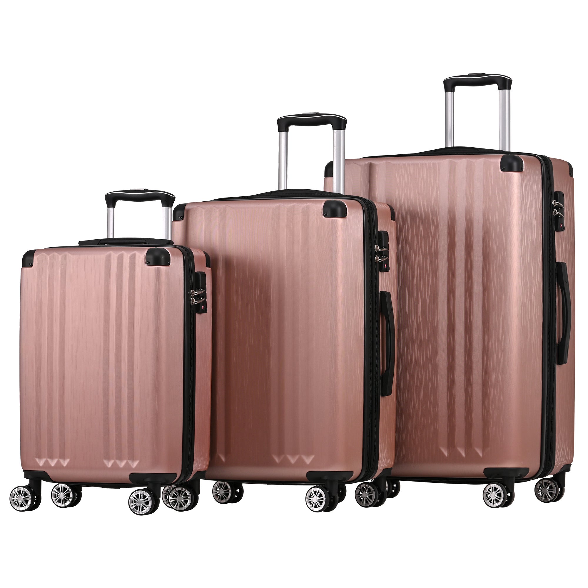 Ensemble de valises, valise rigide, bagage à main 4 roues, rose | Leroy ...