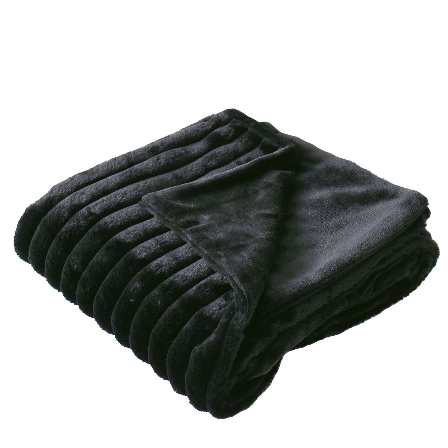 Couverture douce et côtelée Sela - 220 x 180 cm - Noir | Leroy Merlin