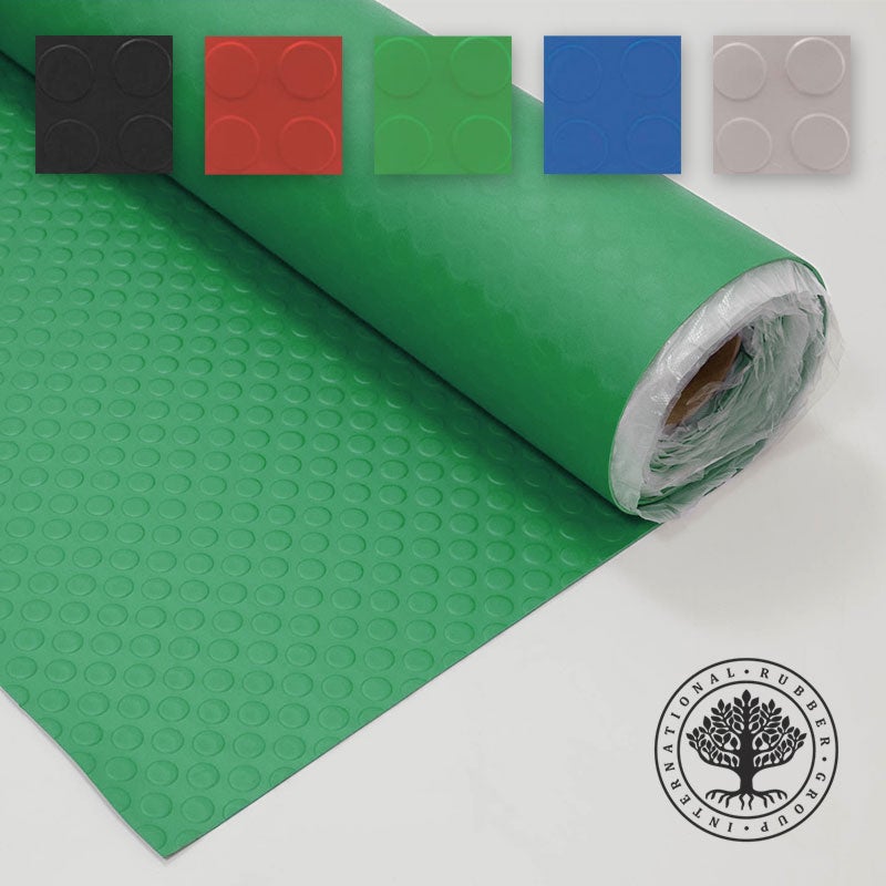 Pavimento goma círculos verde - Rollo 10 m x 1,25 m x 3 mm | Leroy Merlin