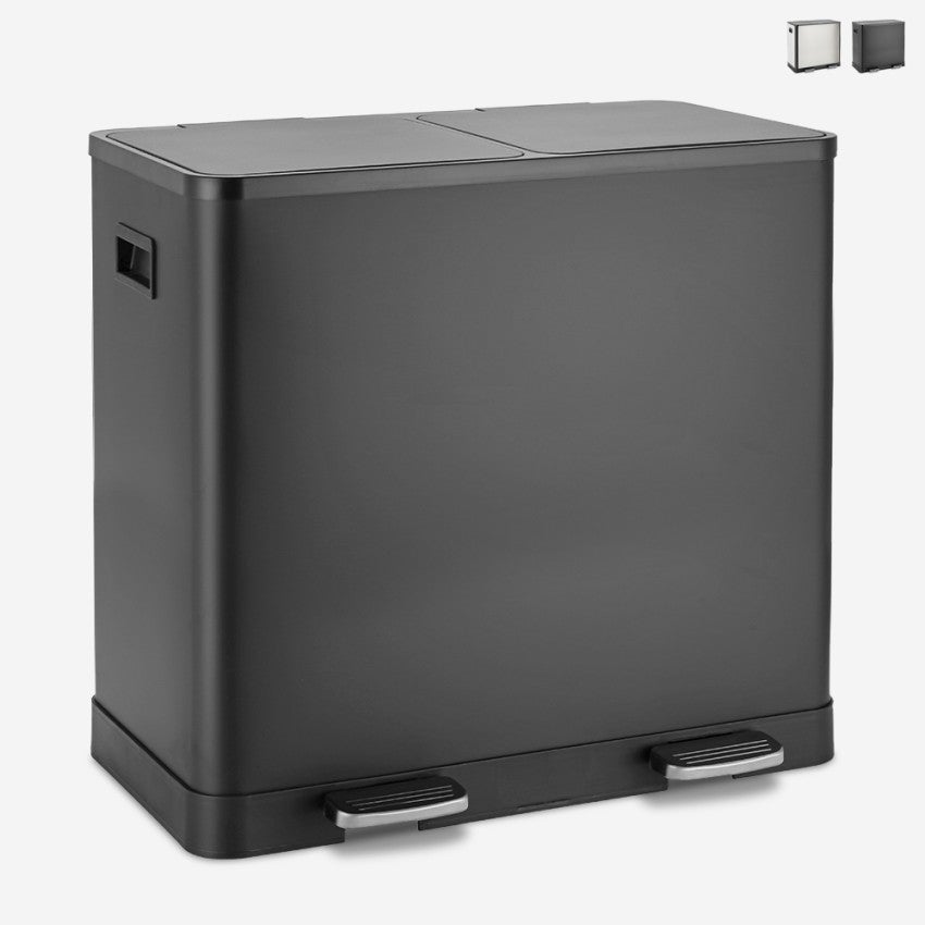 Poubelle de cuisine 60 Litres pour Recyclage 2 paniers à pédale Lindo ...