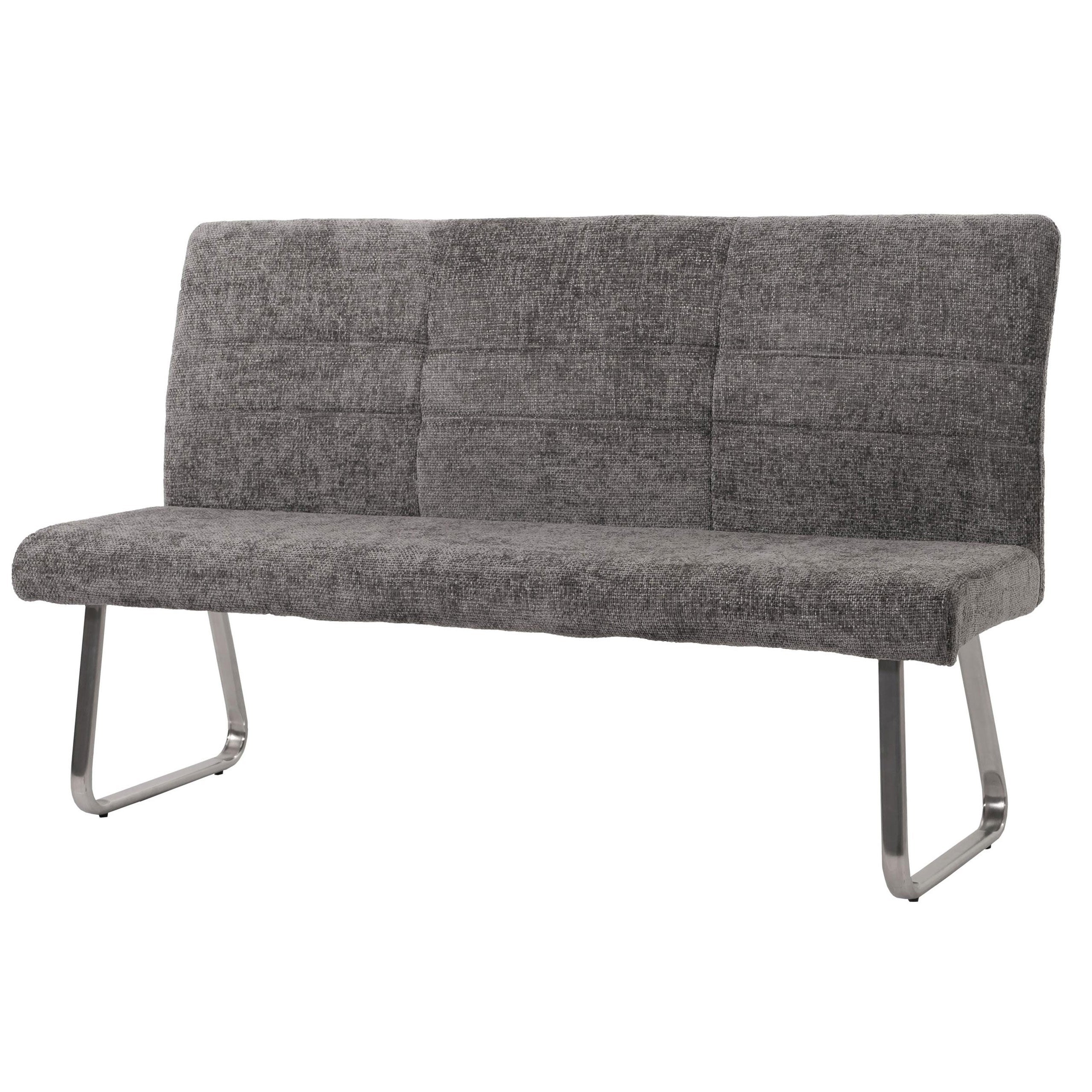Banco sofá comedor con respaldo en tejido chenilla gris oscuro y acero ...