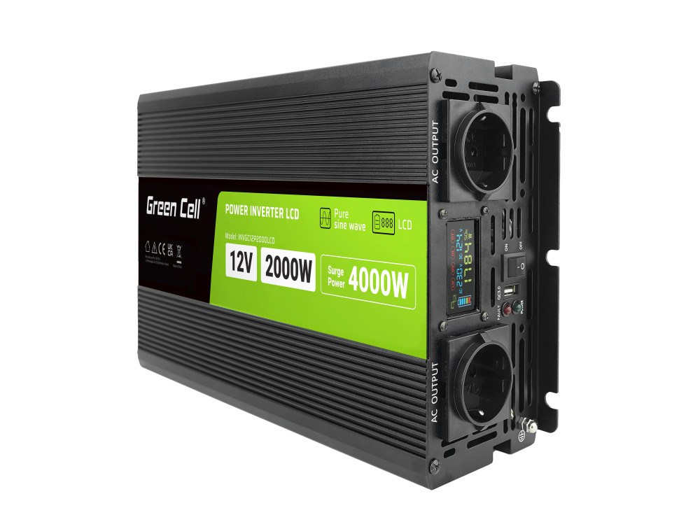 Green Cell PowerInverter LCD 12V 2000W/40000W inverter per auto con ...