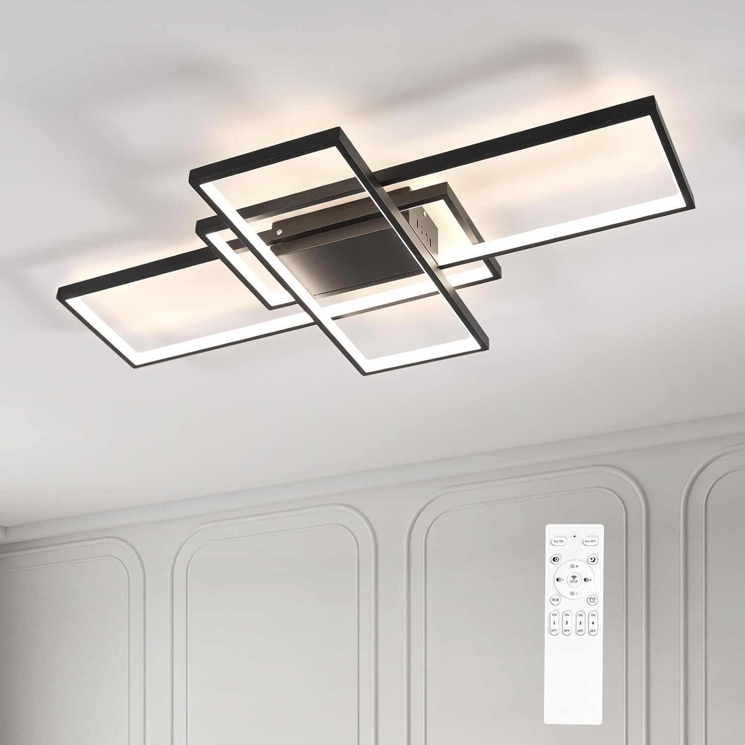 Lámpara de techo LED regulable moderna, lámpara de techo rectangular ...