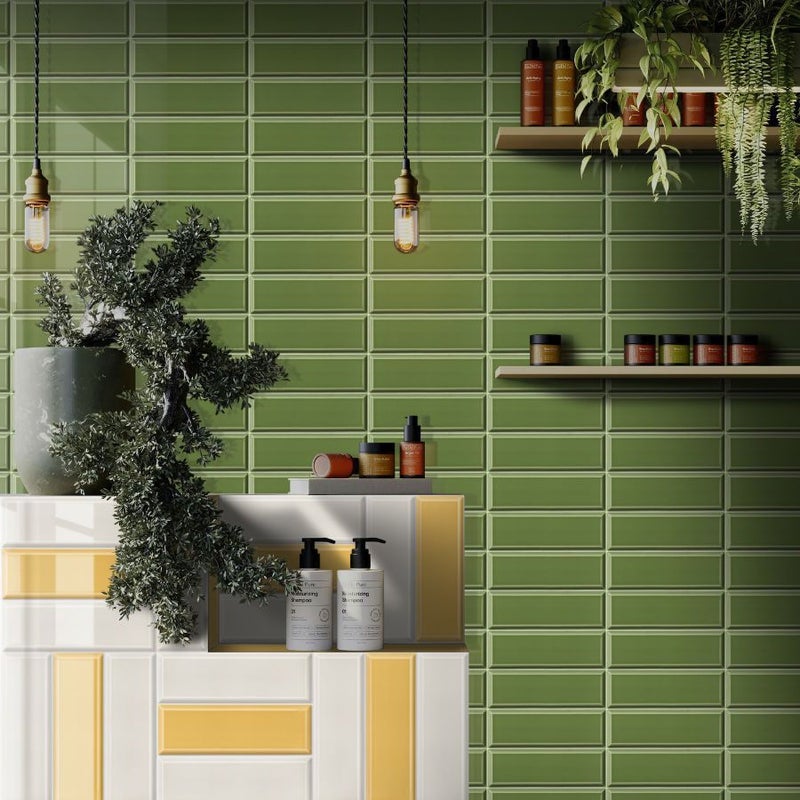 Azulejo cerámico Brillante CERAGNI BISELADO Metro Verde 880 | M10x30 ...