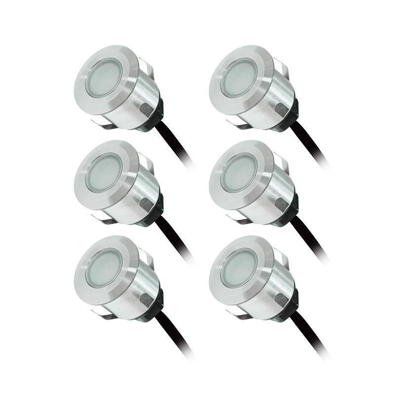 Kit spot a LED con terrazza - 6x0,6w - 12V - Bianco caldo - IP67 ...