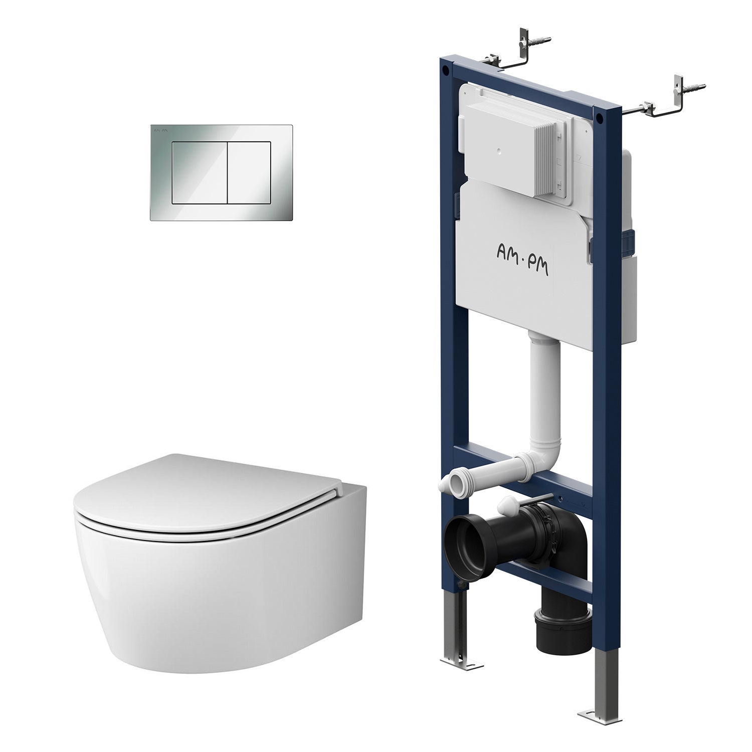 Pack WC : WC suspendu + bâti-support + plaque de déclenchement IIS90251.XB1700 AM.PM | Leroy Merlin