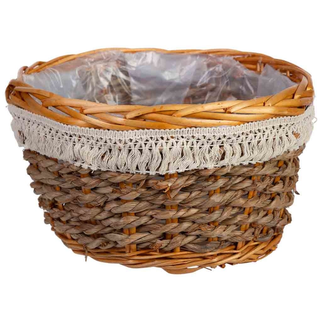 Cesto redondo de mimbre marrón 25x25x15h cm | Leroy Merlin