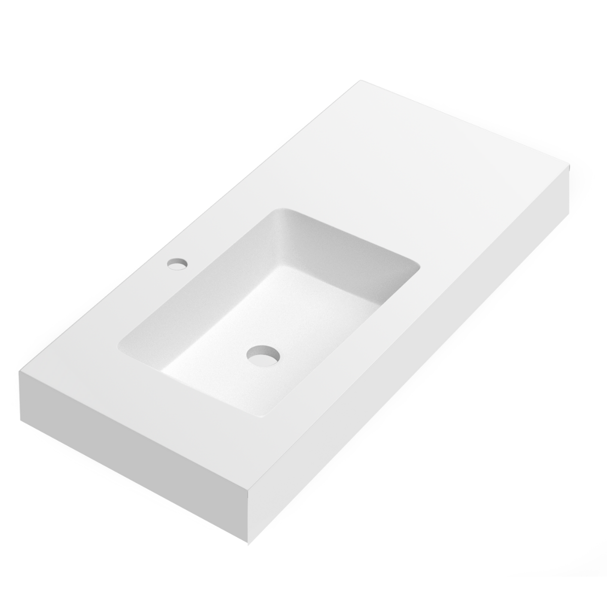 Lavabo con Faldón para Baño Solid Surface Suspendida Blanco Mate 90cm (70+20) | Lavabo ...