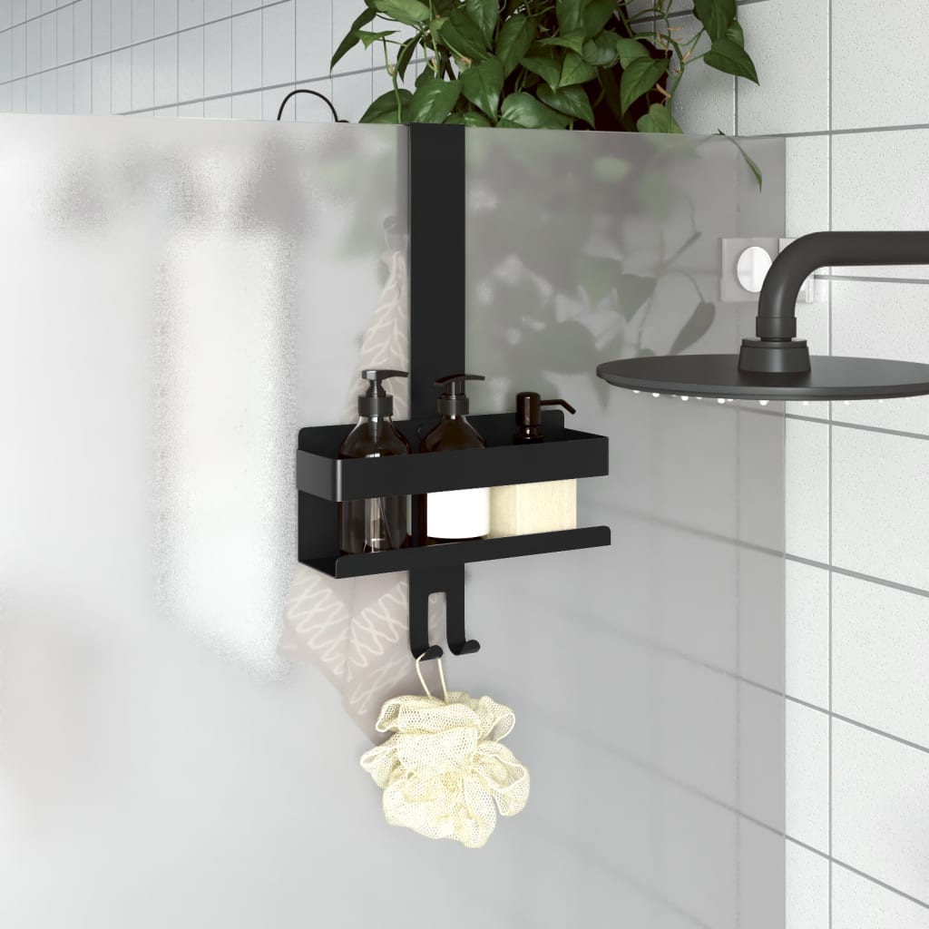 VidaXL Estante colgante de ducha acero inox cepillado 304 negro mate ...