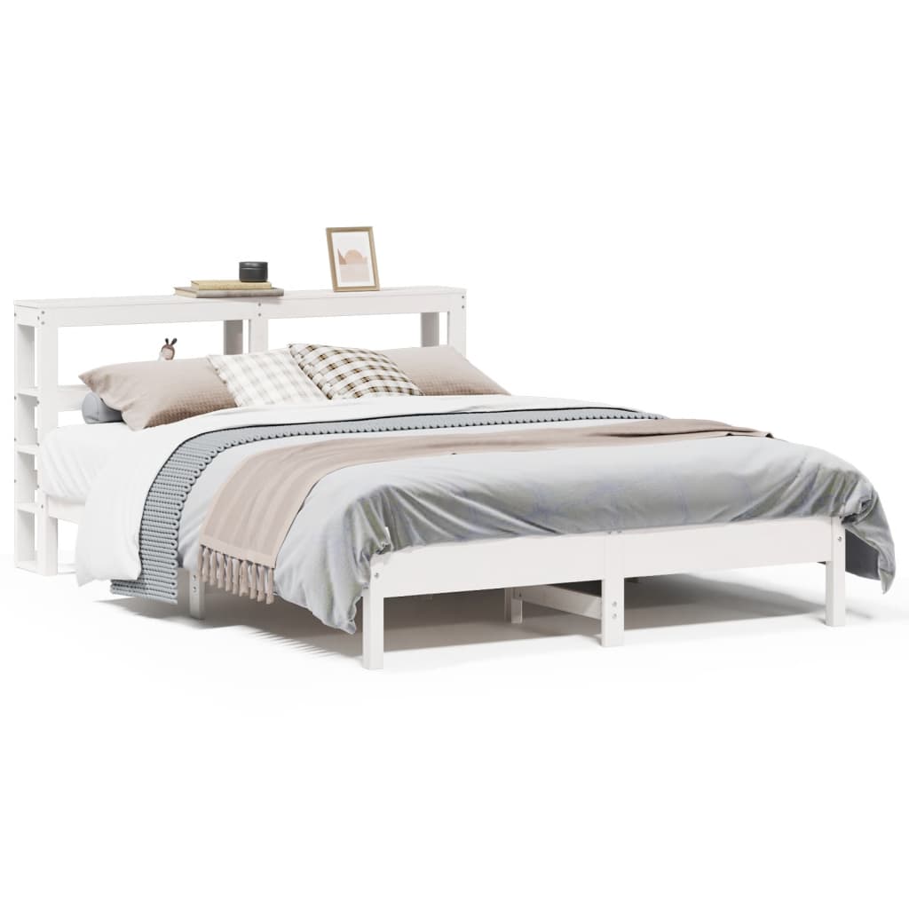 Lit Double | Lit Adulte | Cadre de lit sans matelas blanc 140x190 cm ...