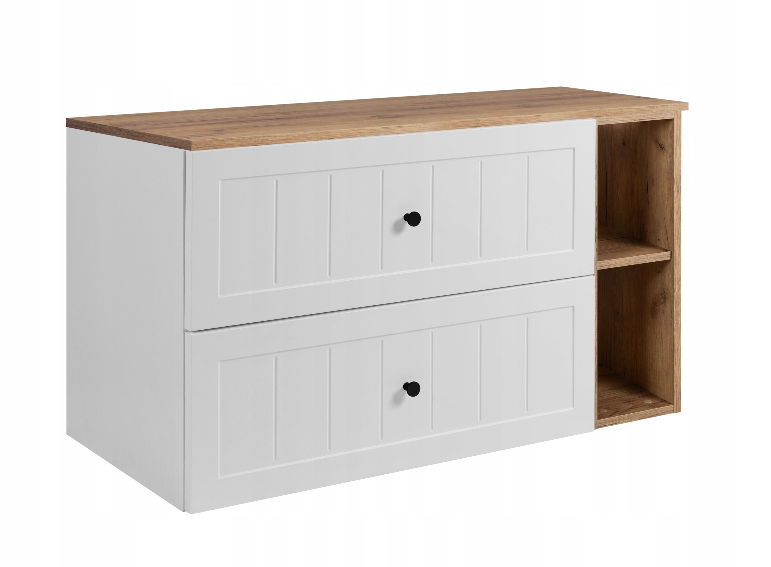 Meuble sous-vasque 80 cm blanc avec façades fraisées MDF et poignées ...