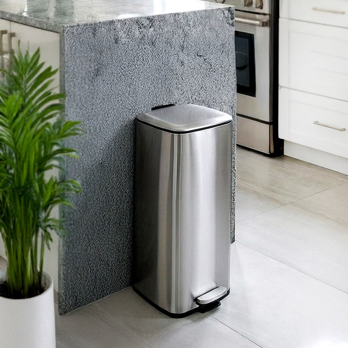 Poubelle 30 Litres en Acier Inoxydable, Seau Intérieur Amovible ...