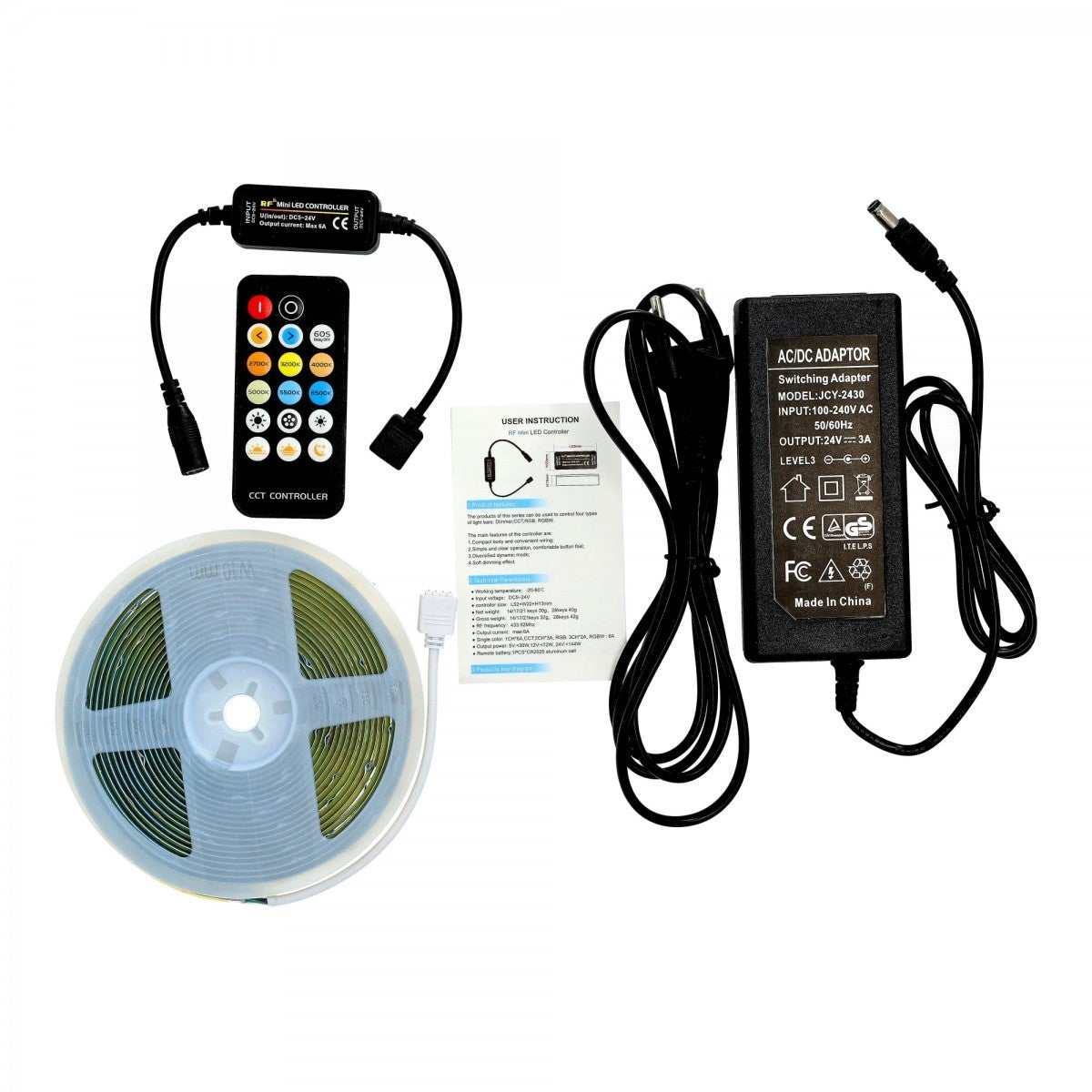 Kit Tira led COB CCT 24V 5m + Controlador + Control remoto ...