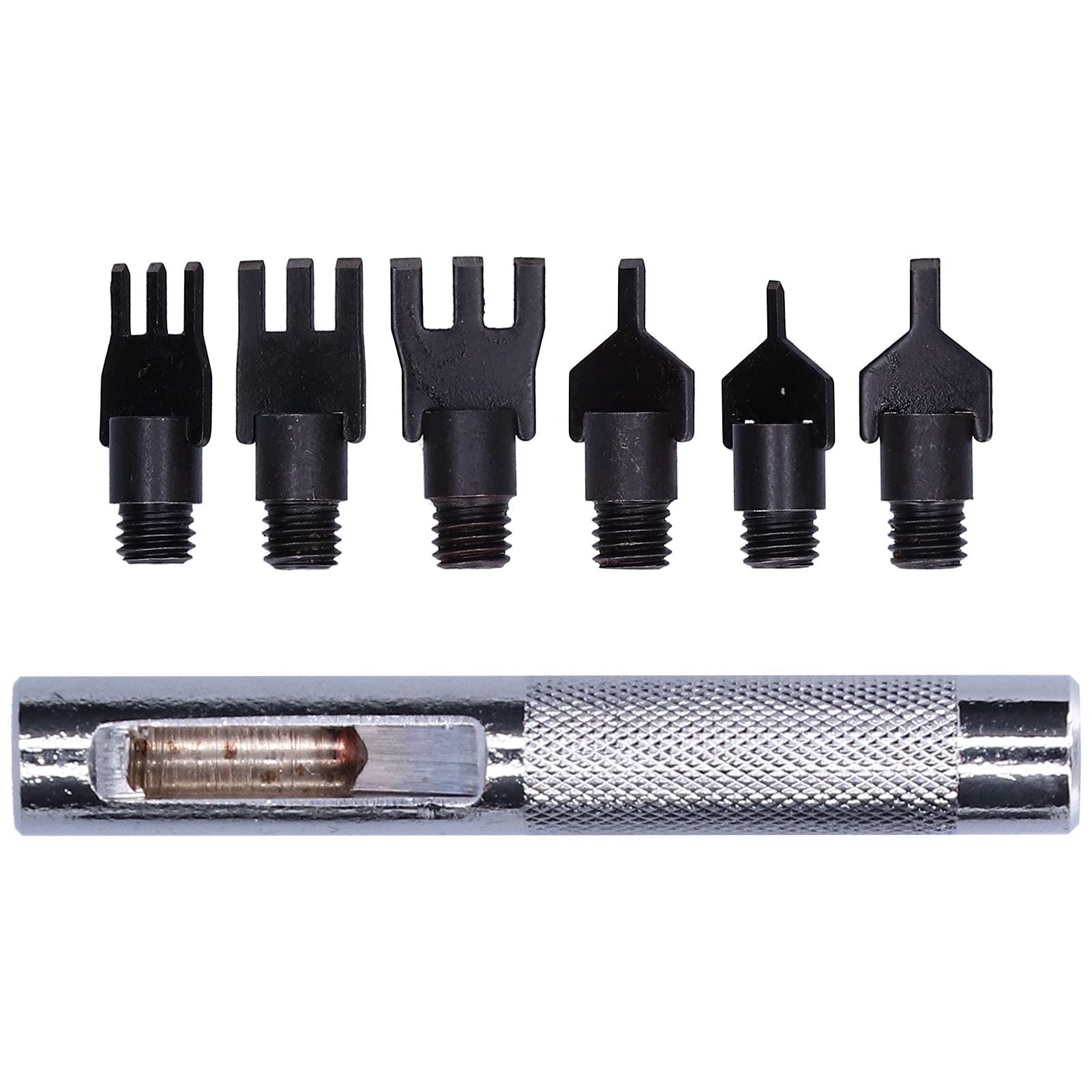 Jeu de pointes en cuir, burin plat interchangeable en métal, outil de ...