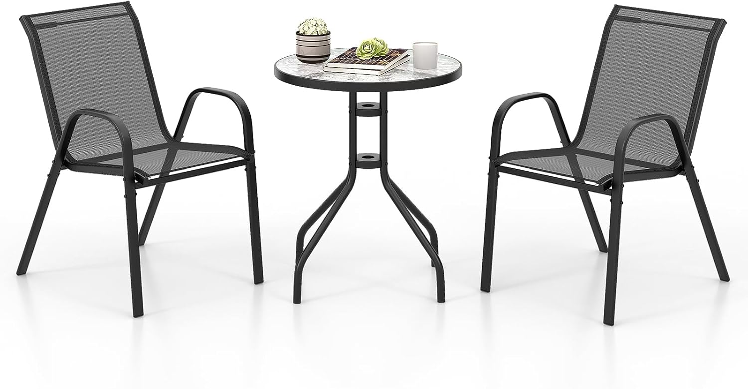 Ensemble de Jardin 3 Pièces, 2 Fauteuils Ergonomiques avec Table Basse ...