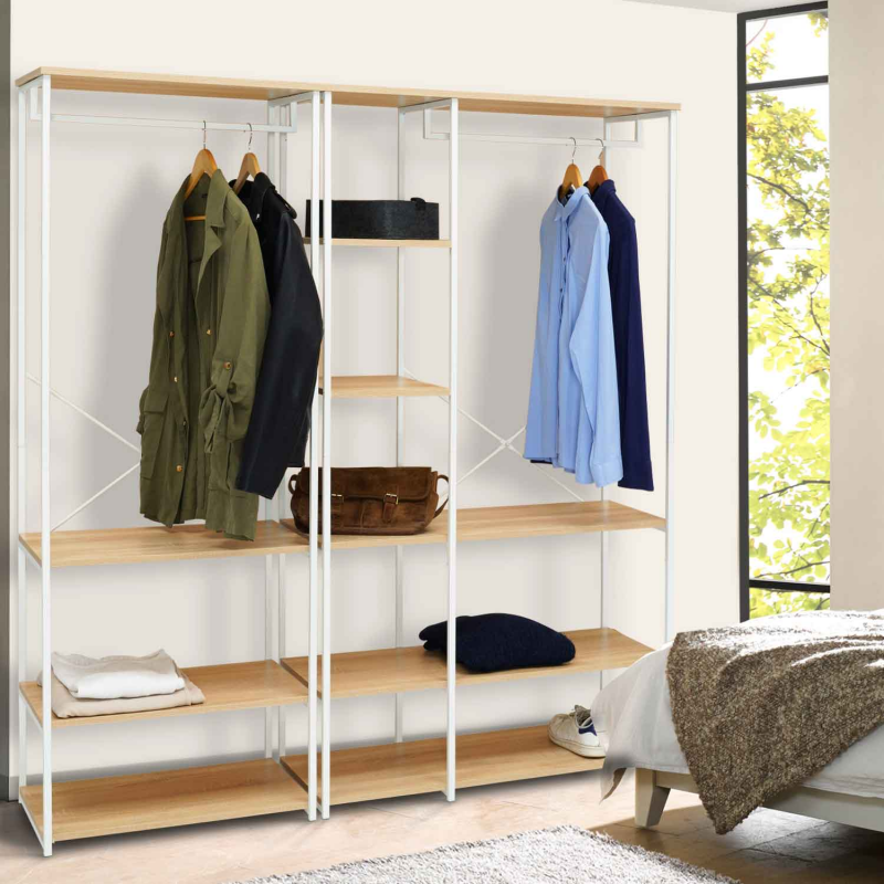 Dressing modulable DETROIT XXL design industriel bois et métal blanc ...