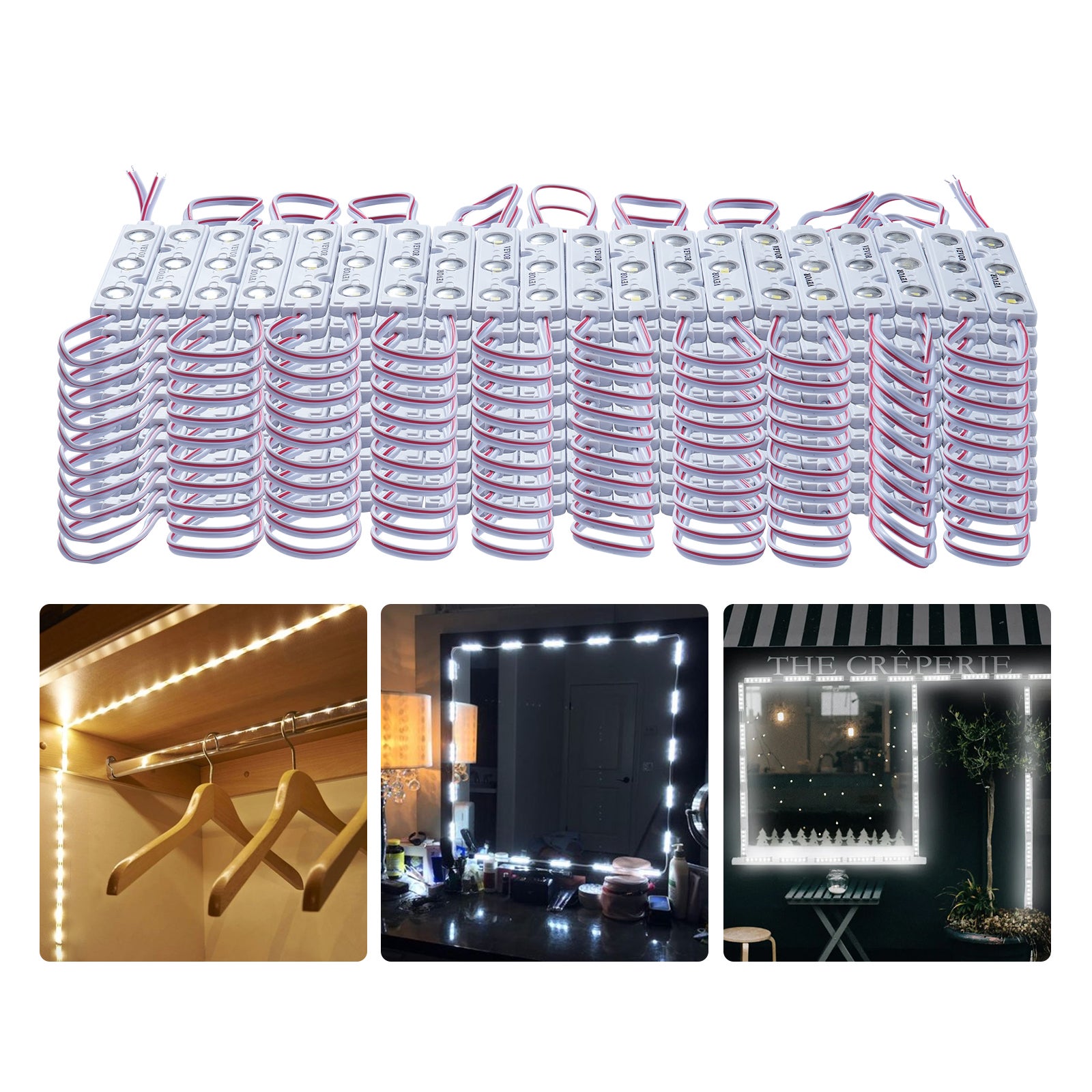 Modules Lumineux 3 LED, Lot de 200, SMD 5730, 1,5W, Longueur Totale 33m ...