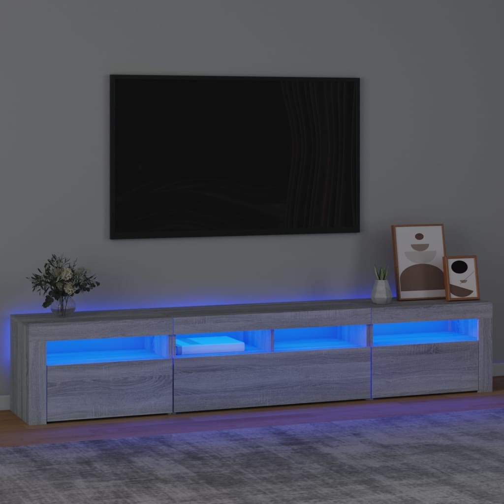 Mueble de TV con luces LED gris Sonoma 210x35x40 cm | Leroy Merlin