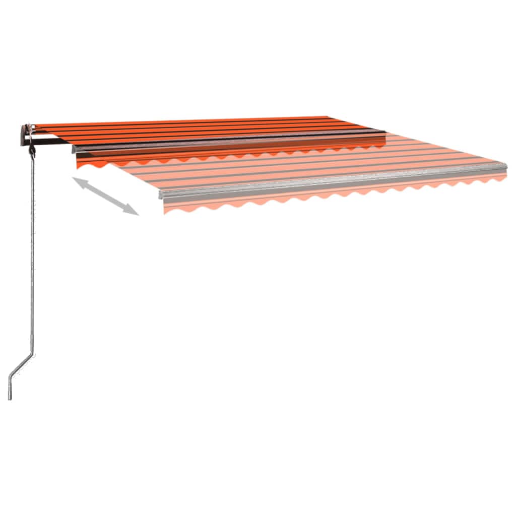 Store banne rétractable automatique avec poteaux orange et marron 4x3,5 ...
