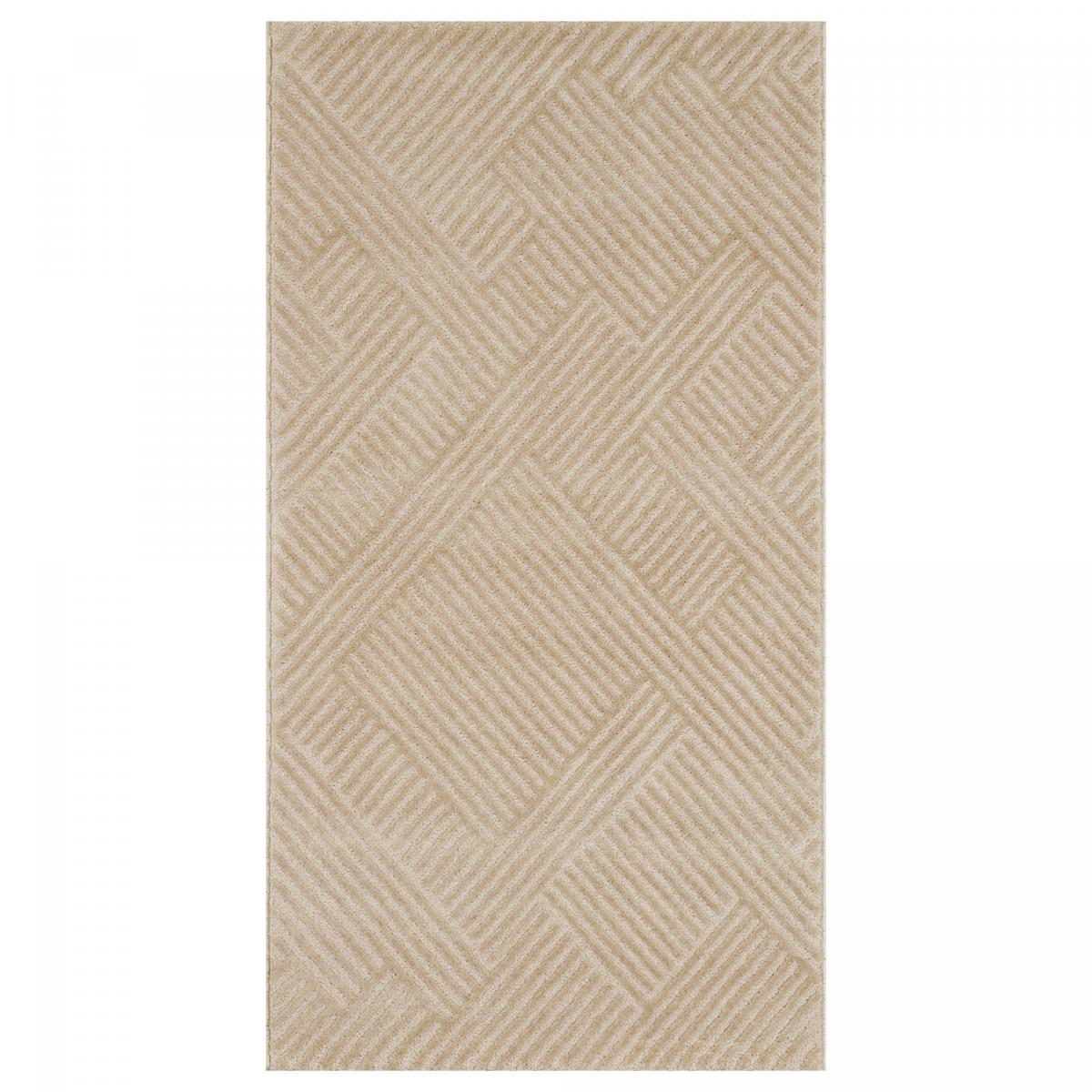 Tapis couloir 80x300 tissé crème rectangle motif géométrique LUNKIN 2 ...
