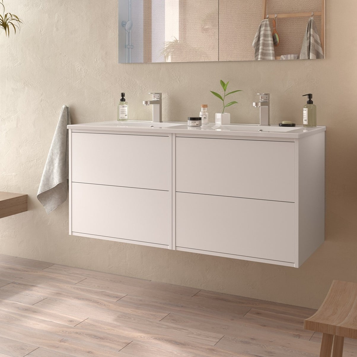 Meuble de salle de bain 120 cm - Couleur Blanc mat | Leroy Merlin