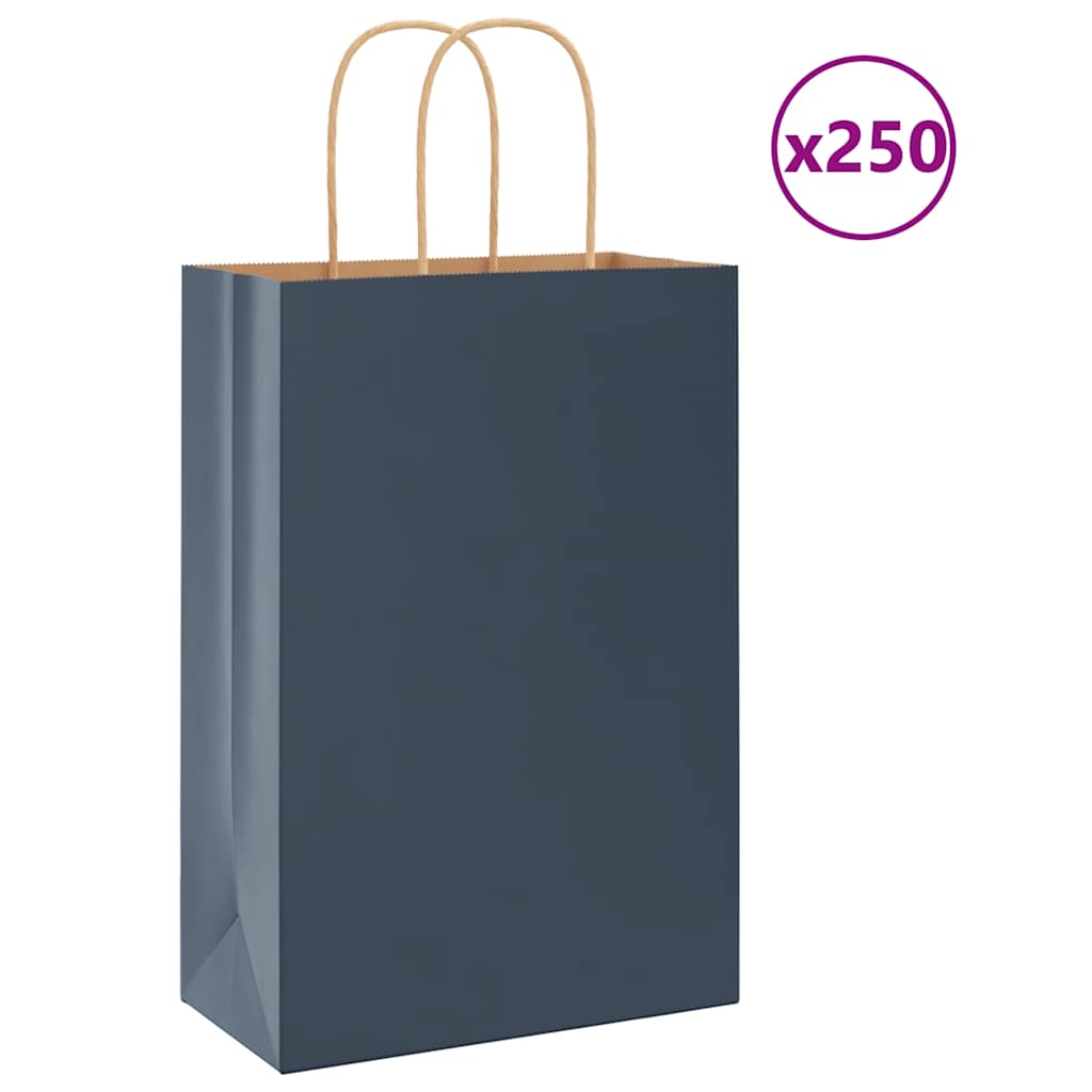 Sacs en papier kraft 250 pcs，Sacs kraft avec poignées bleu 21x11x31 cm ...