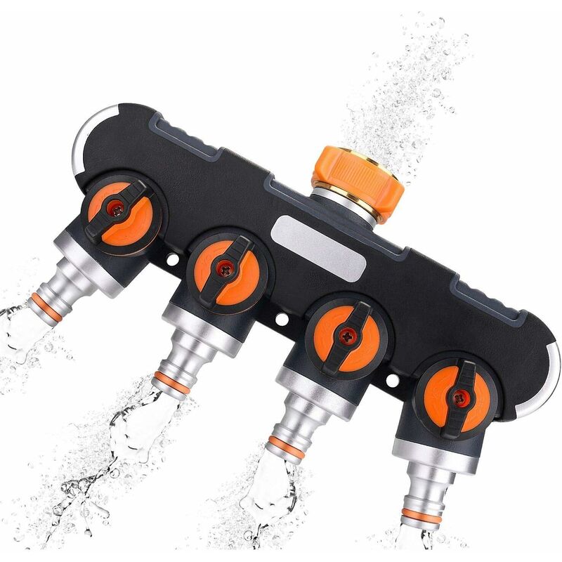 Répartiteur à 4 voies, connecteur de tuyau d'arrosage extérieur avec ...