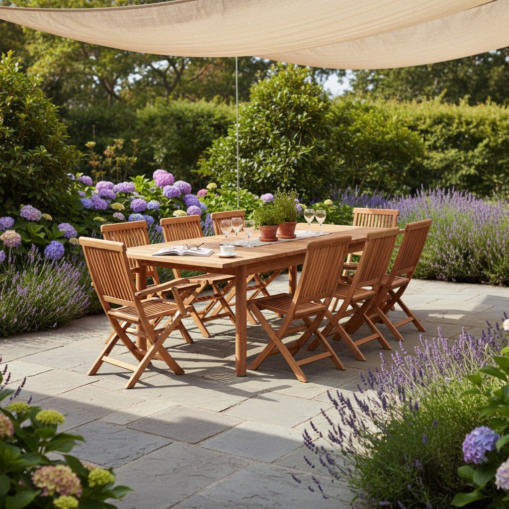 Table de jardin extensible rectangulaire en Teck Marron | Leroy Merlin