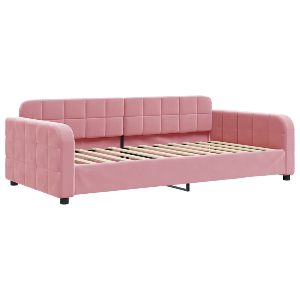 Lit simple | Lit adulte | Lit de repos rose 100x200 cm velours ...