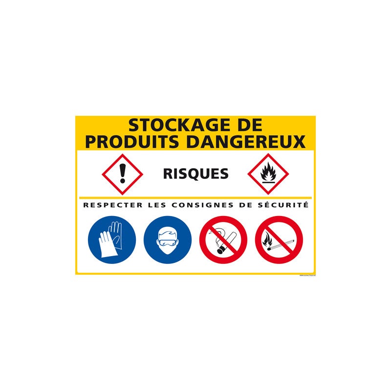 Panneau de signalisation Stockage produits dangereux (C1276) 210 x 150 ...