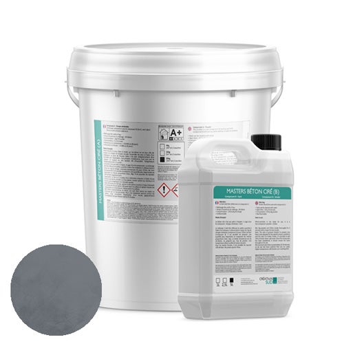 Masters Béton Ciré (sols et murs) - 10m² (20kg + 6L) - Teinte : Galet ...