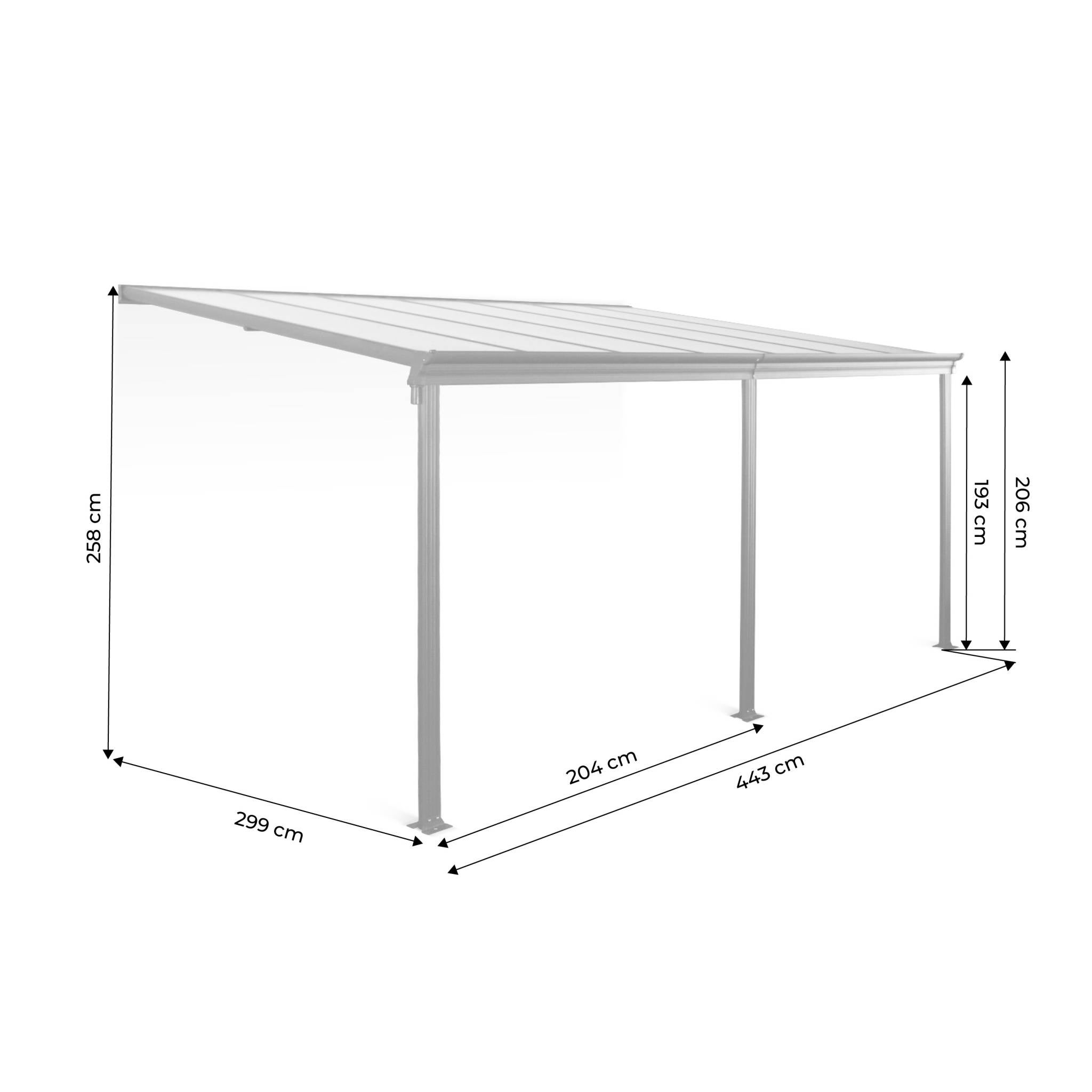 Pergola adossée Gris en Aluminium 12.0 m² | Leroy Merlin